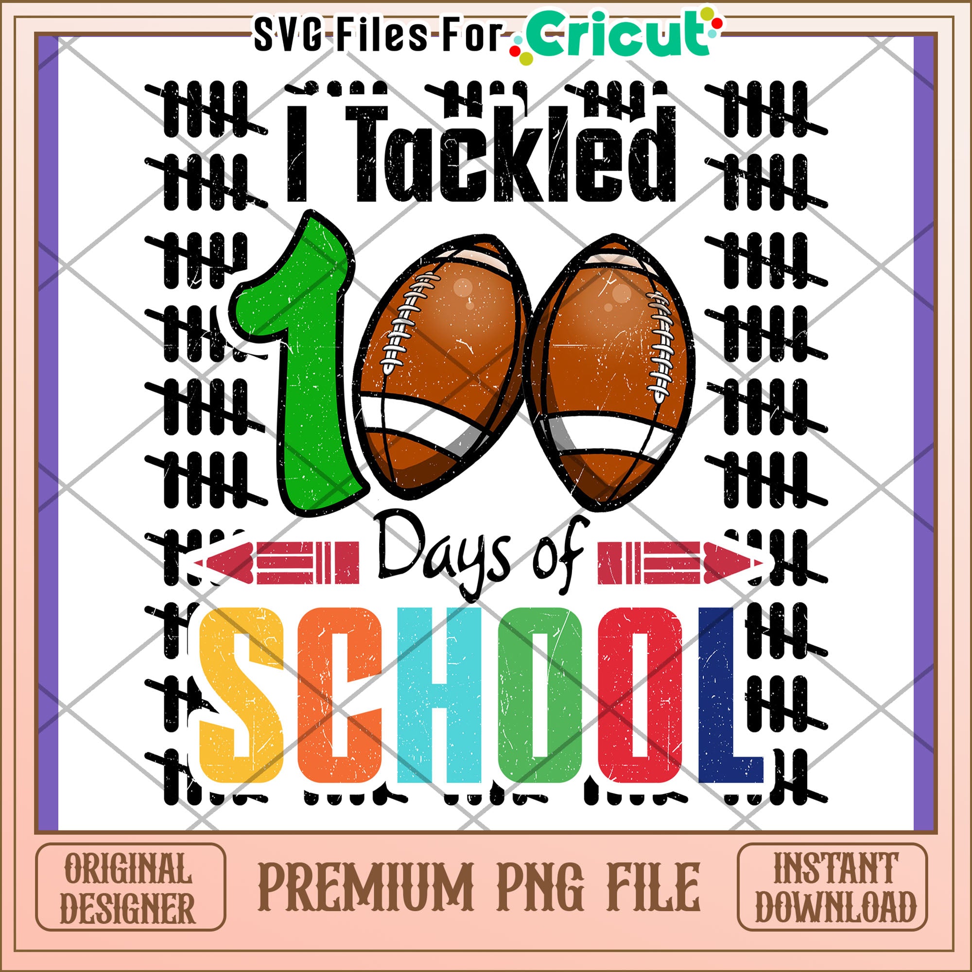 100 Days School Football PNG Design – svg files for cricut