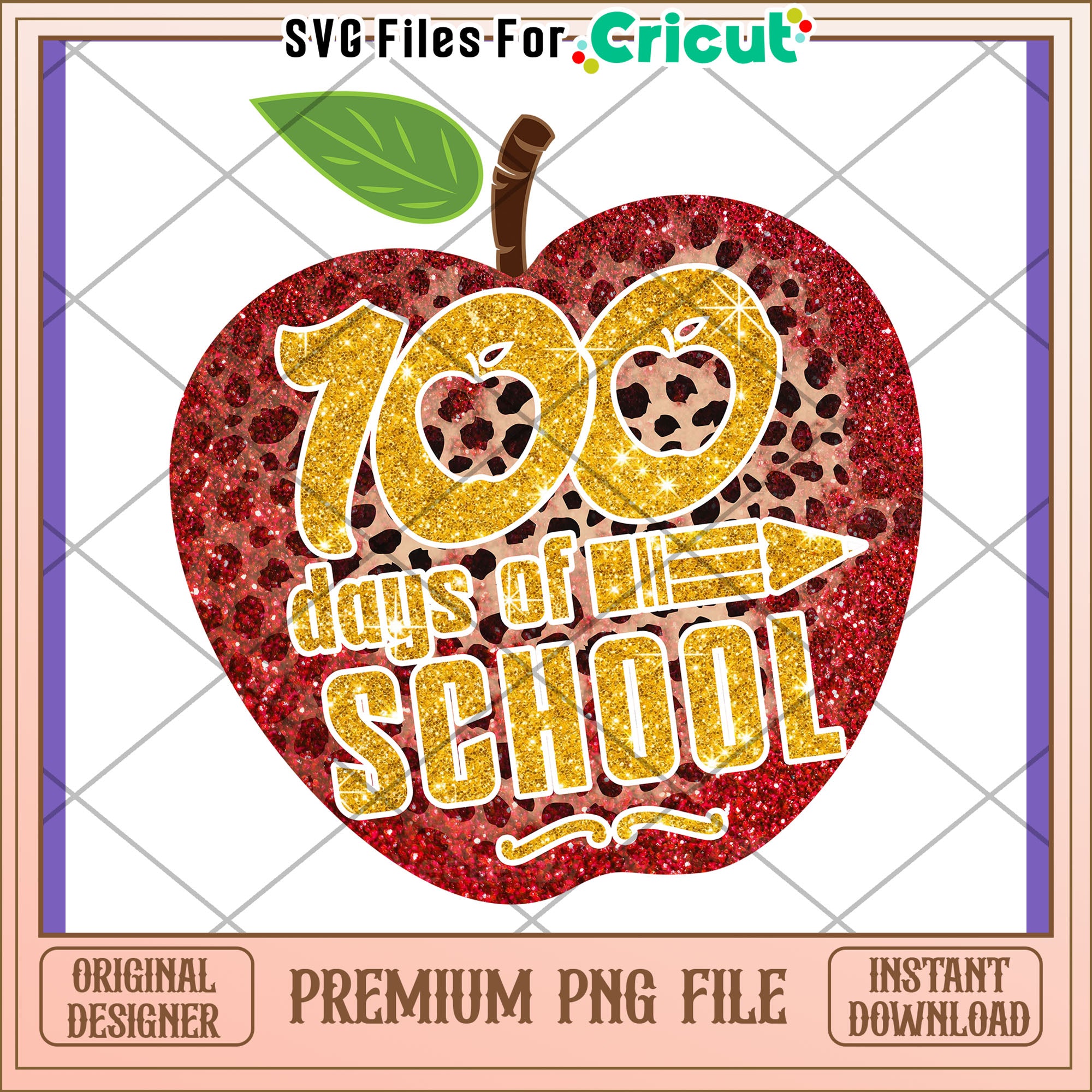 100 Days of School Apple PNG – svg files for cricut