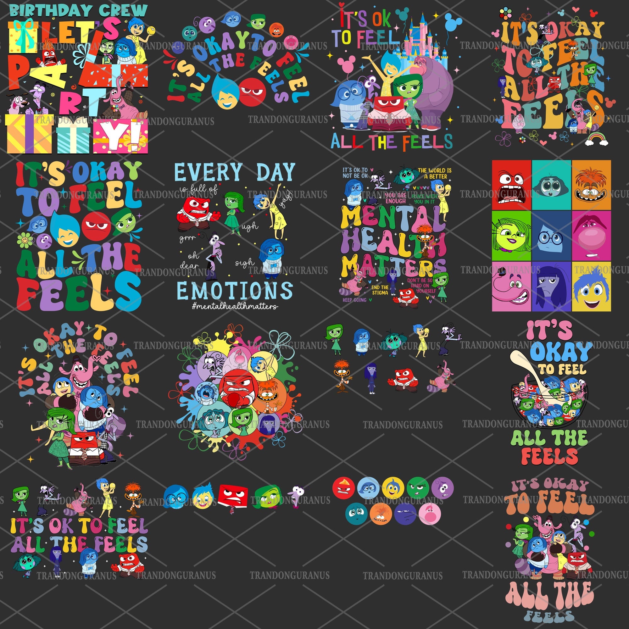 Inside out every day emotions PNG bundle – svg files for cricut