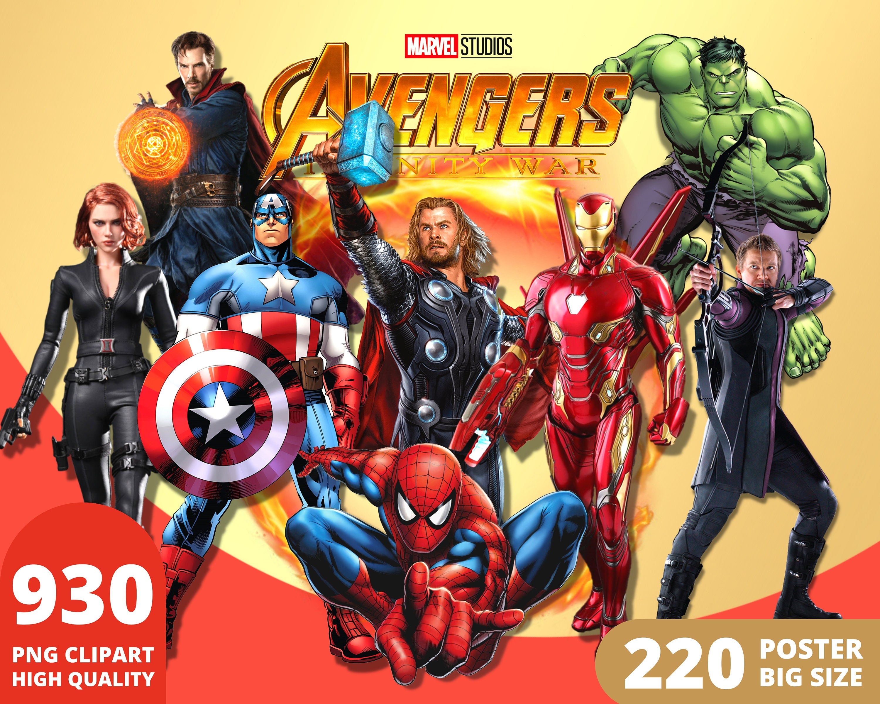 Marvel Avengers Clipart PNG bundle – svg files for cricut