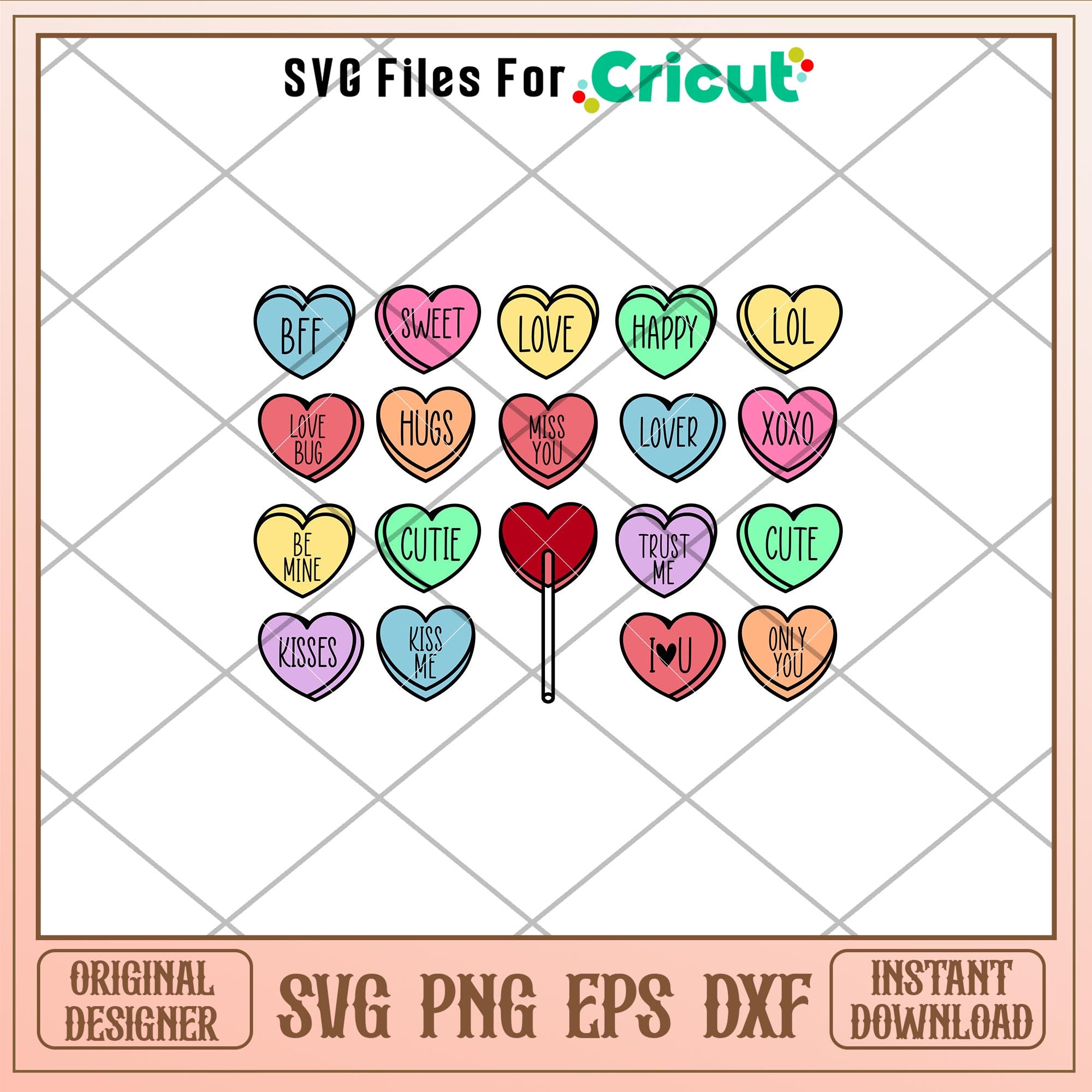 Candy Hearts Bundle, Candy Hearts Starbucks Bundle Svg – svg files for ...
