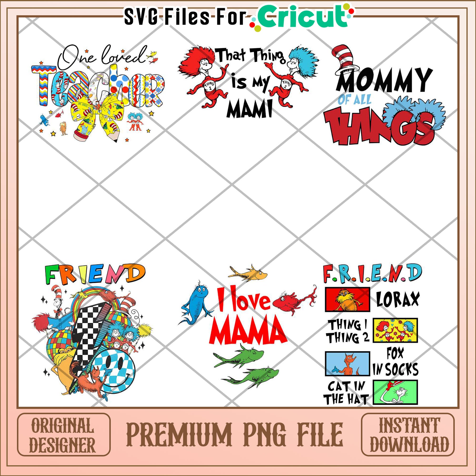 Colorful Dr. Seuss Inspired Bundle PNG for Creative Use – svg files for ...