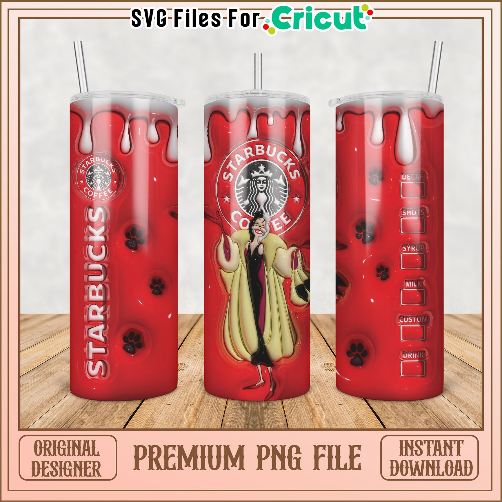 Cruella Starbucks PNG Sublimation – svg files for cricut