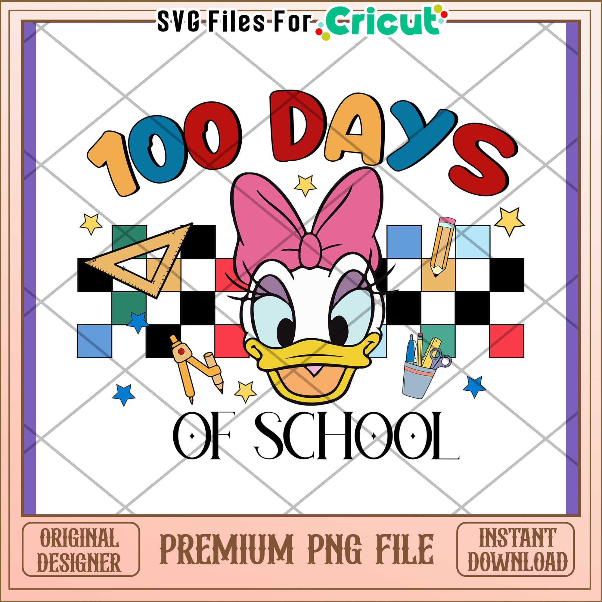 Daisy Duck 100 Days of School PNG – svg files for cricut