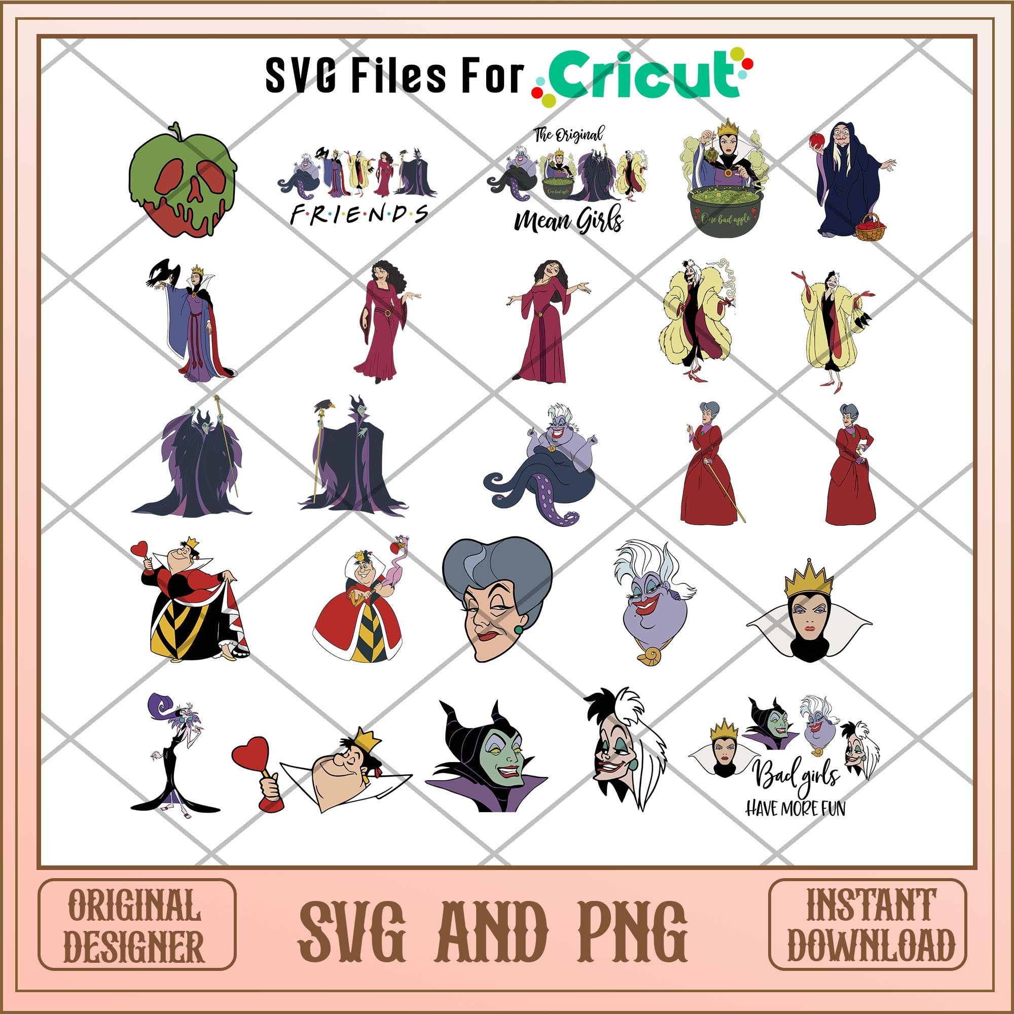 Disney villains characters svg bundle ver 4 – svg files for cricut
