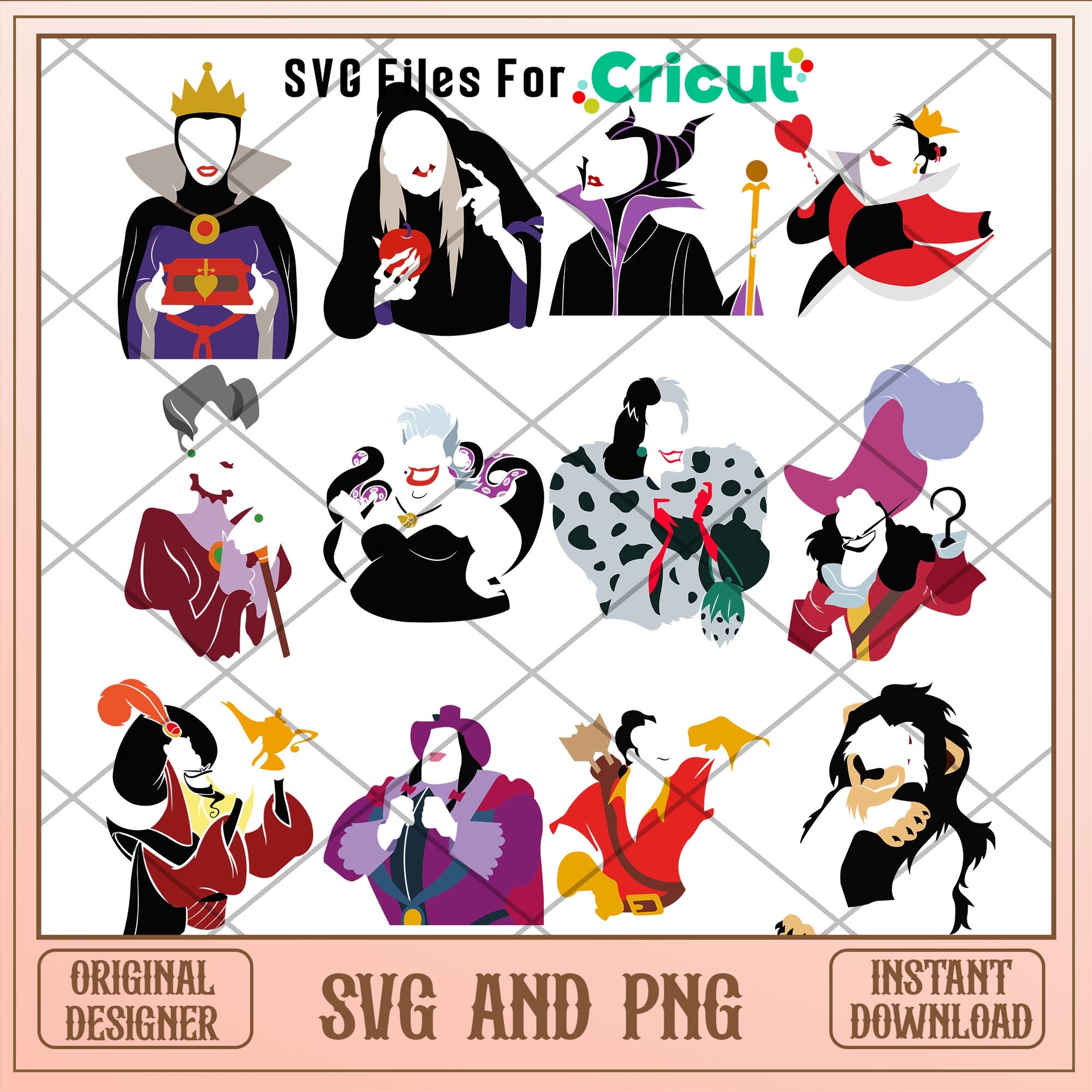 Disney villains characters svg bundle – svg files for cricut