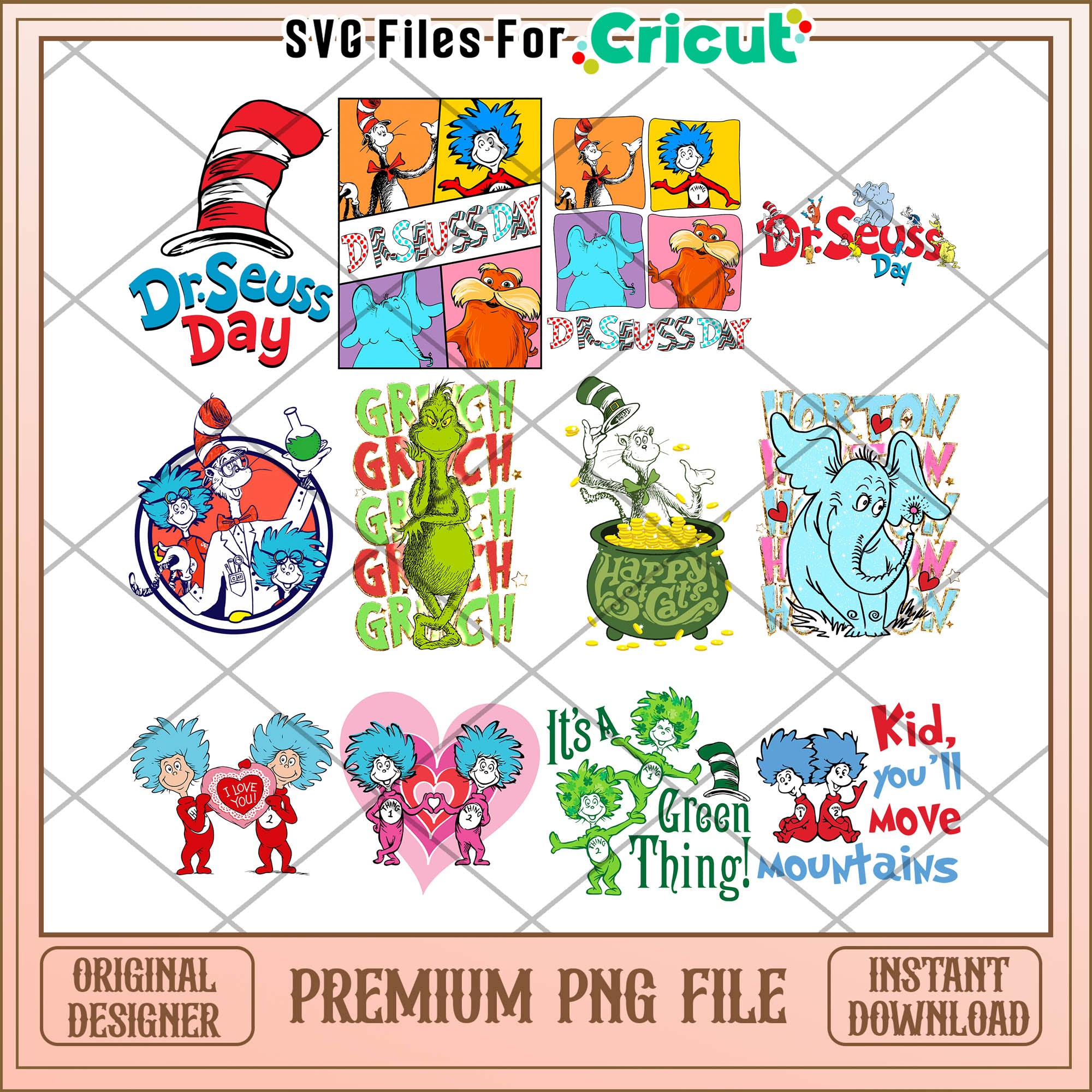 Dr Seuss Day Bundle PNG Colorful Designs for Kids Fun – svg files for ...