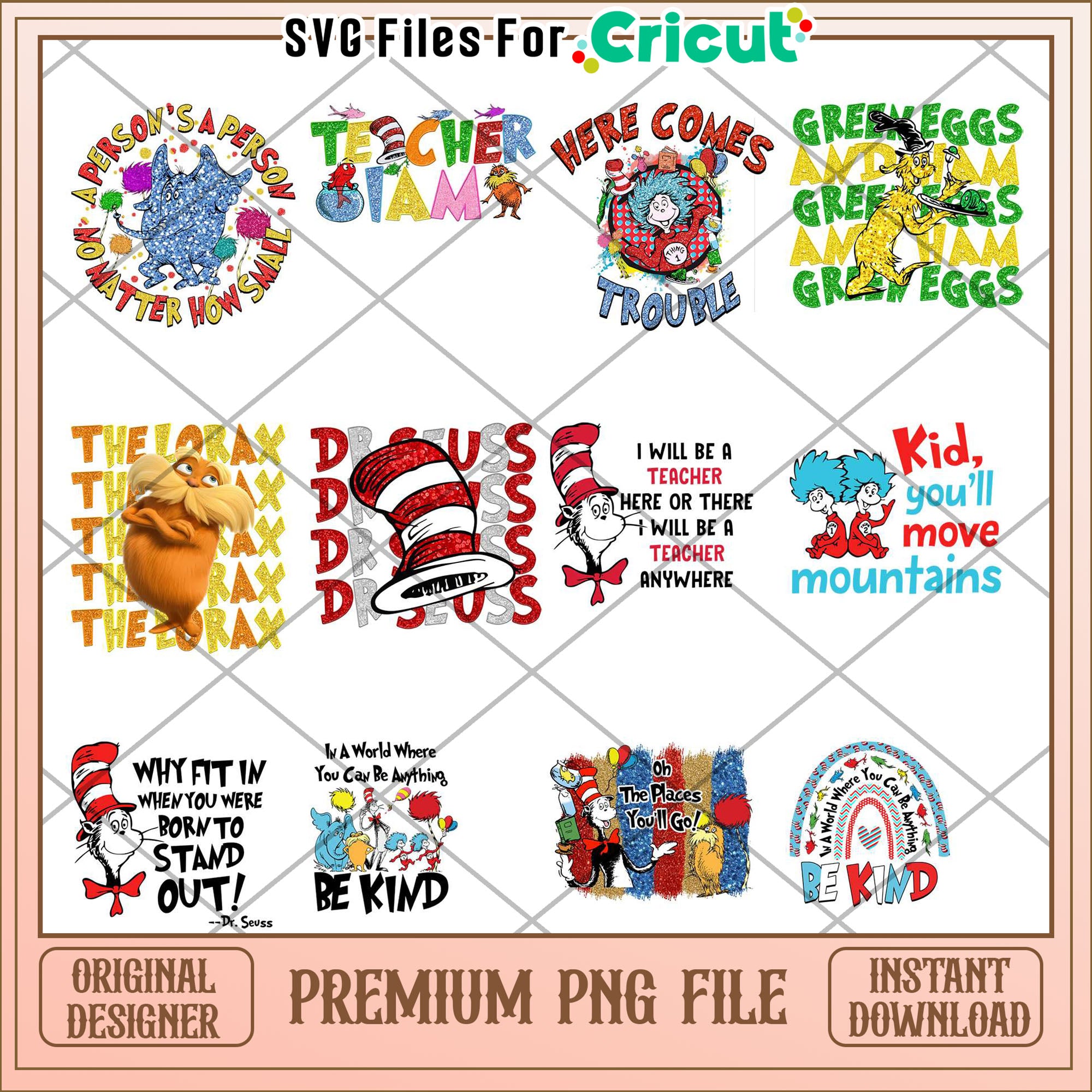 Dr Seuss Inspired Quote Bundle Premium PNG Files Download – svg files ...