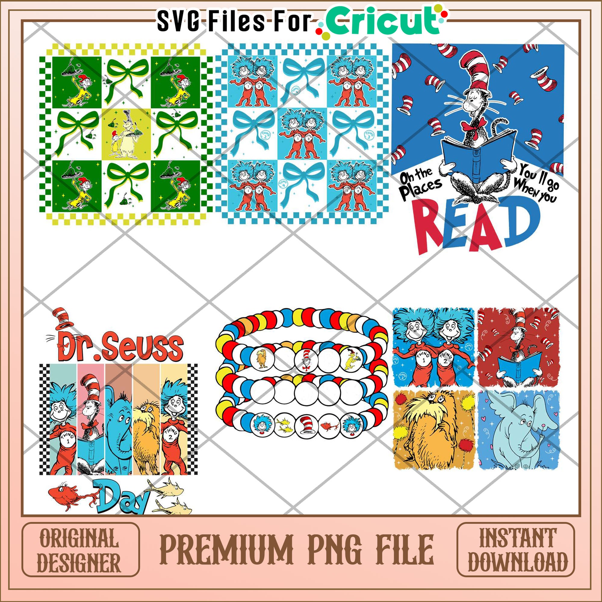 Dr Seuss Themed PNG Bundle for Fun Creative Projects – svg files for cricut