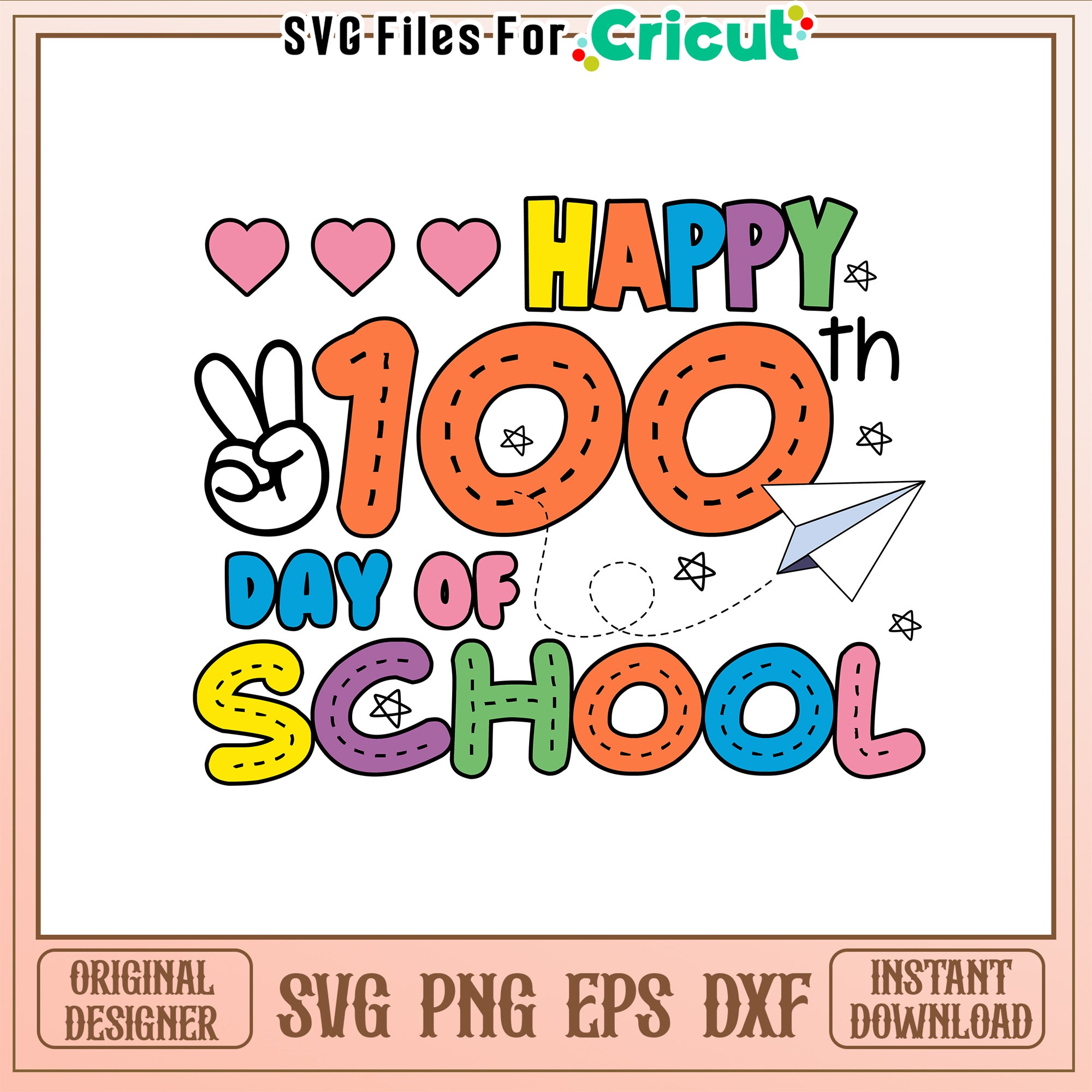Happy 100th days of school svg, font design svg, school svg – svg files ...