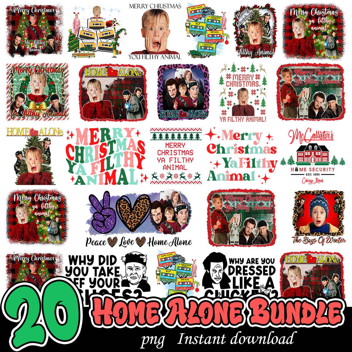 Home alone bundle png, Merry Christmas bundle, Christmas movies bundle ...