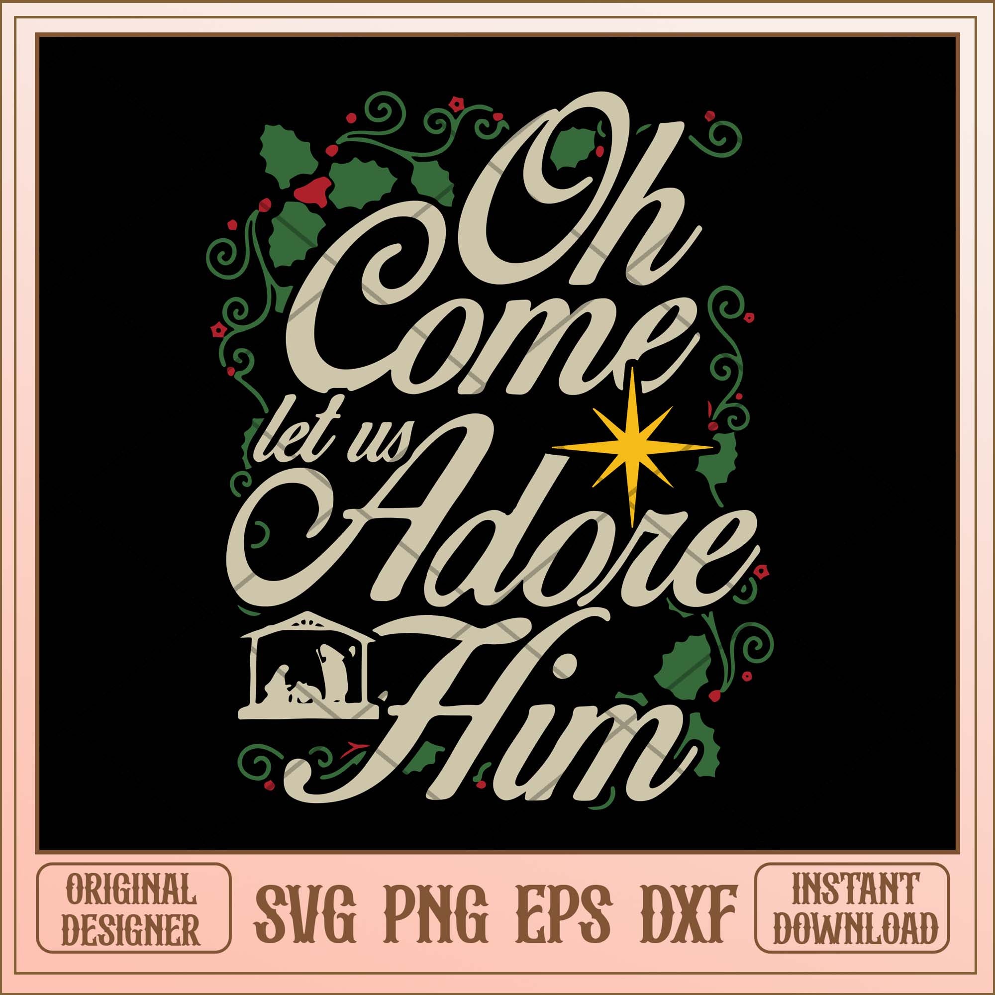 Oh come let us adore him svg, Christmas golden quotes svg bundle – svg ...