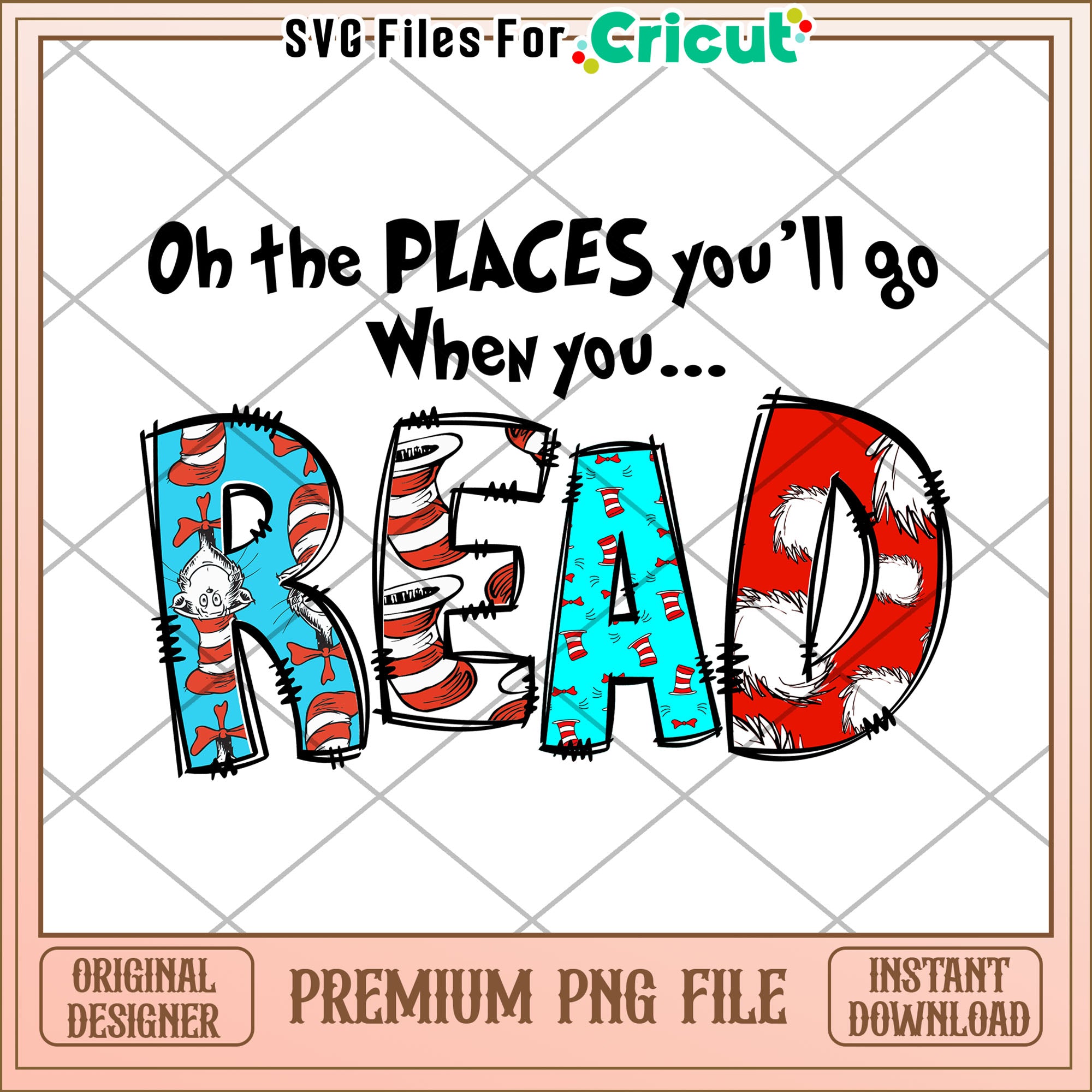 Oh the Places Youll Go Reading PNG – svg files for cricut