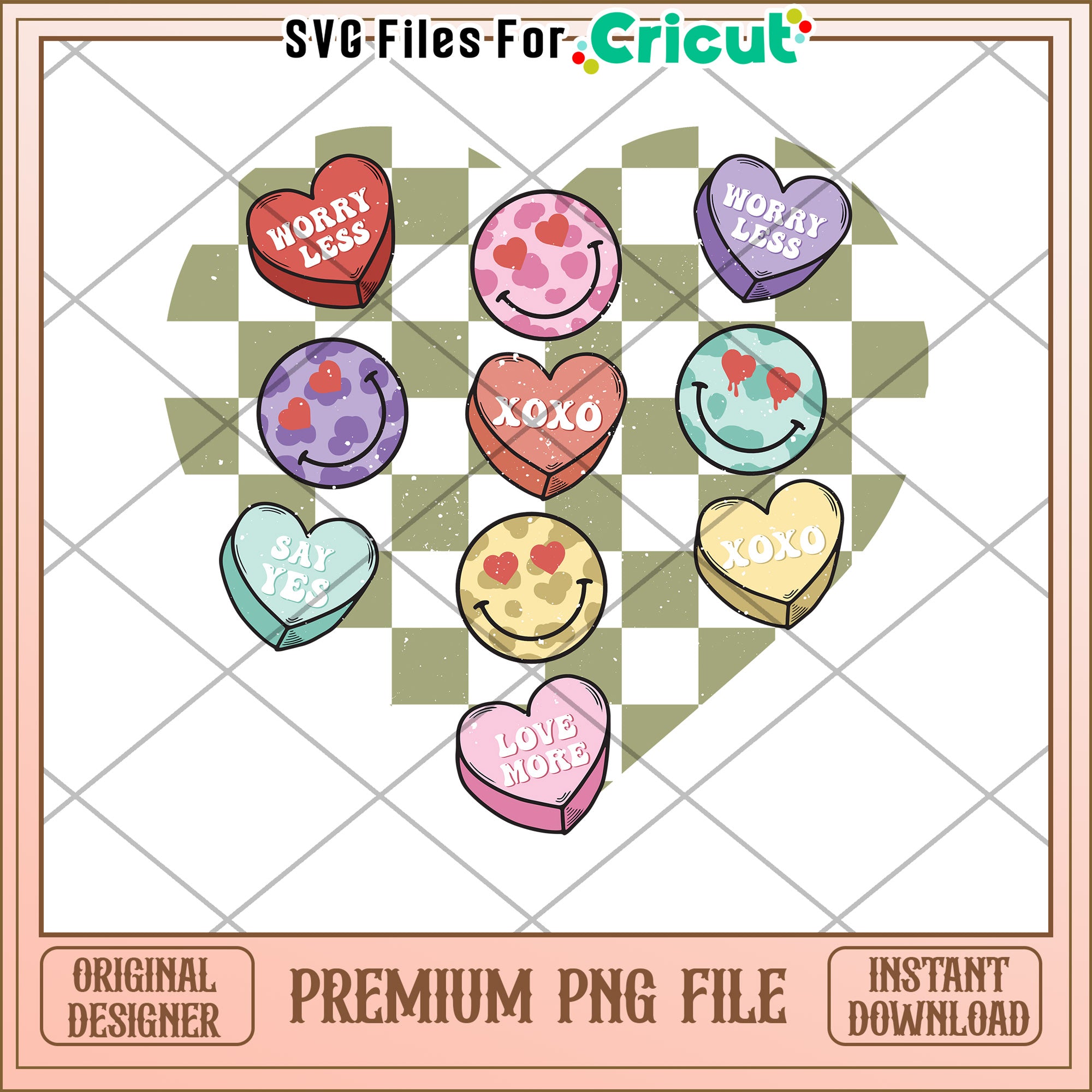 Valentine's PNG Smiley Faces & Candy Hearts – svg files for cricut