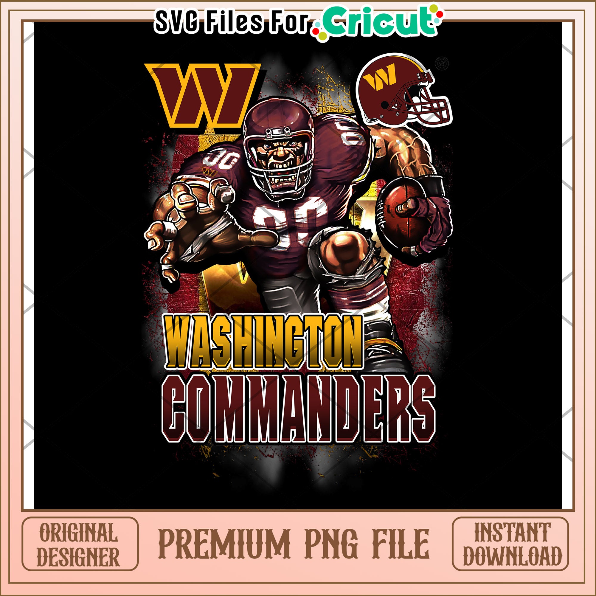 Washington Commanders Football Player PNG Design, Perfect for Cricut ...