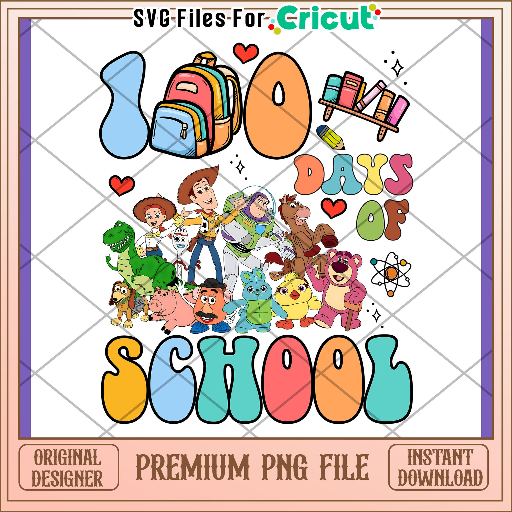 100 Days of School Fun Colorful PNG Design Download – svg files for cricut