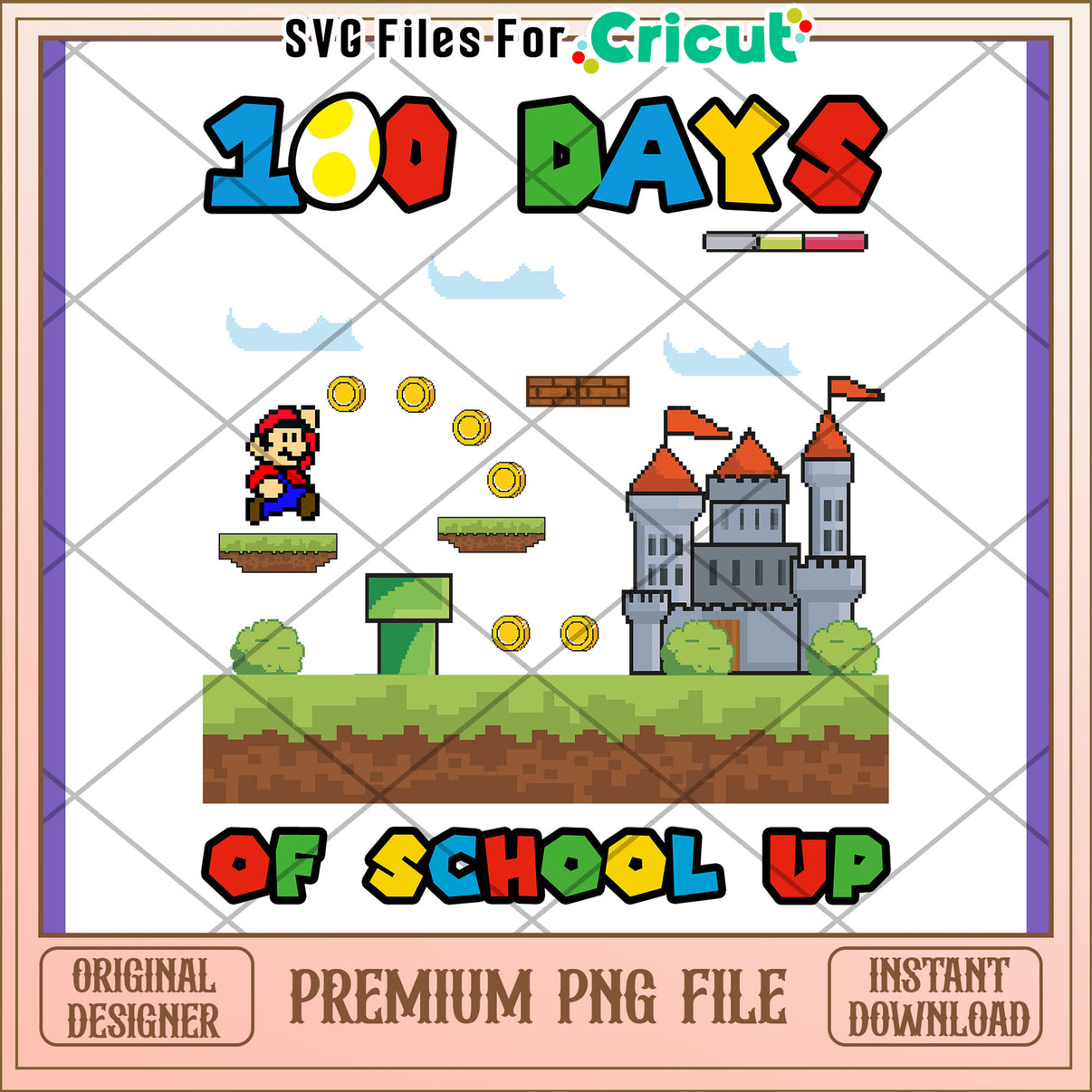 100 Days of School PNG Mario Theme – svg files for cricut