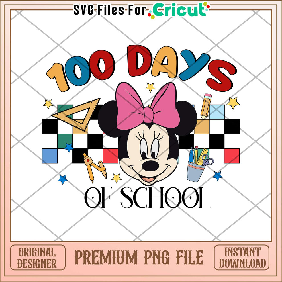 100 day of school minnie mouse png, school supplies png – svg files for ...