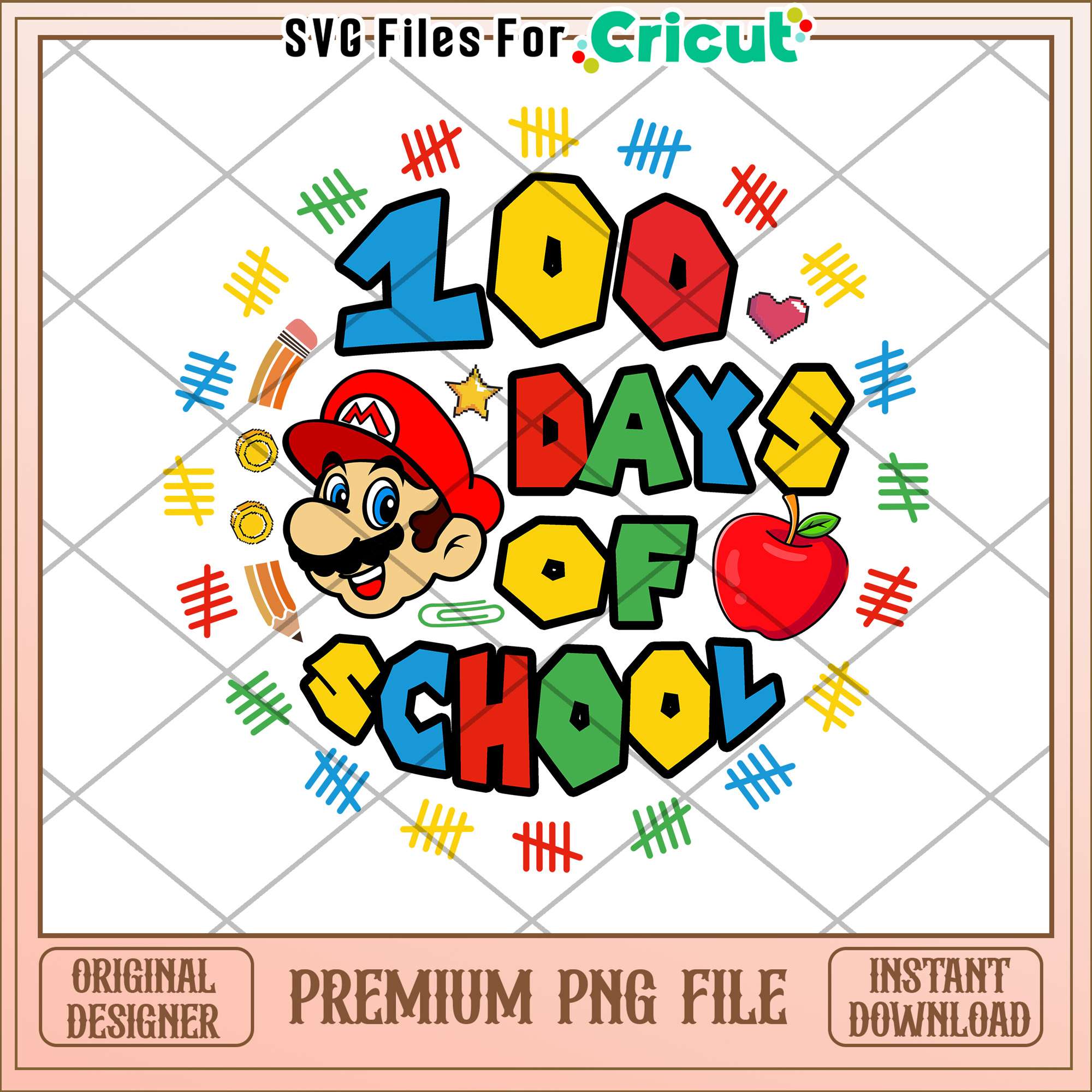 100 days of school png, super mario png, school days png – svg files ...
