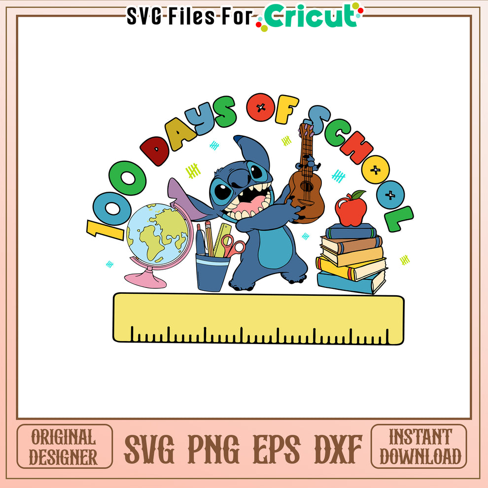 100 days of school svg, stitch school supplies svg, school svg – svg ...