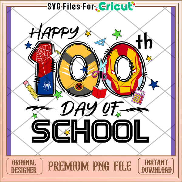 100th Day School PNG Superhero Design – svg files for cricut
