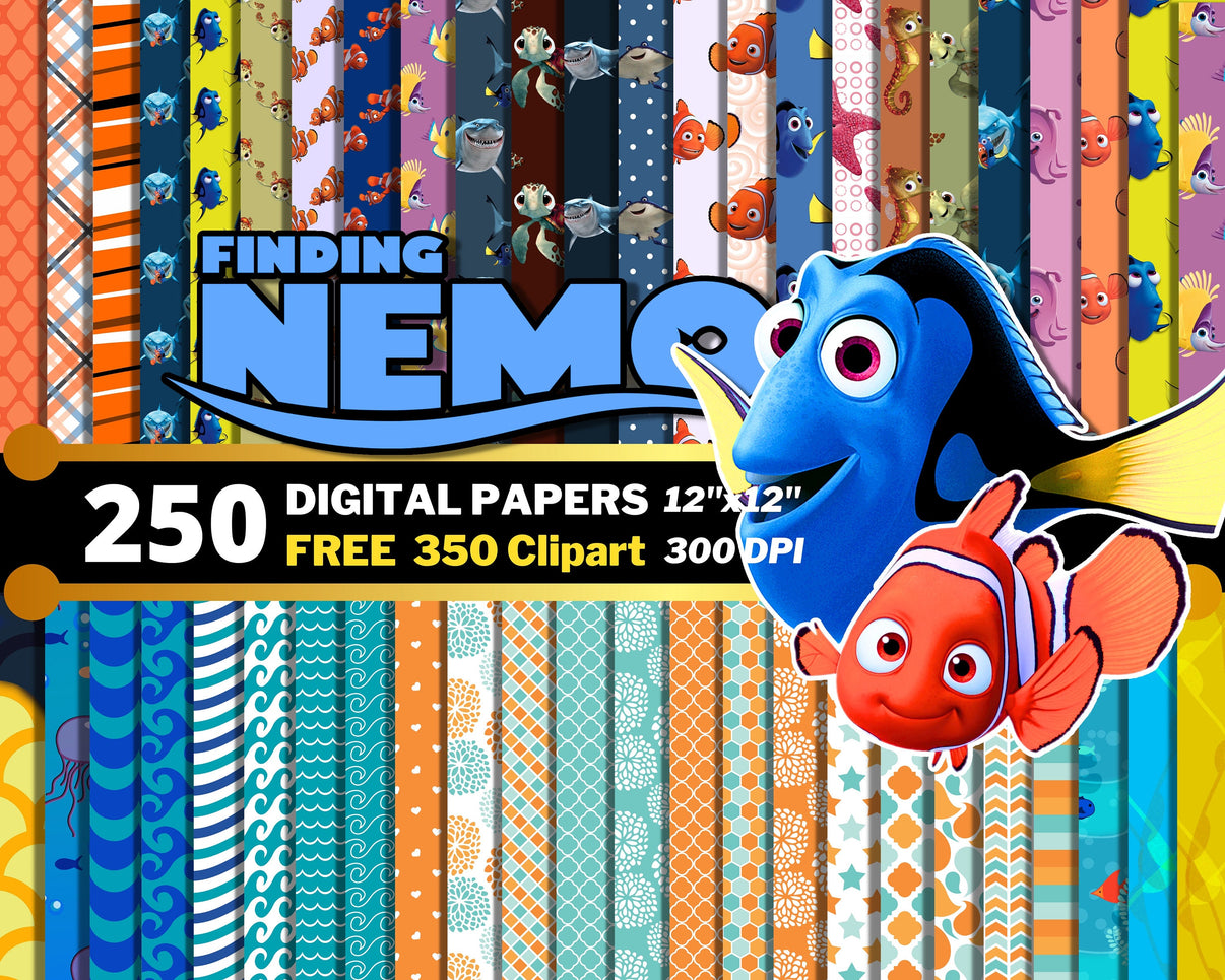 Finding Nemo Digital Papers PNG bundle – svg files for cricut