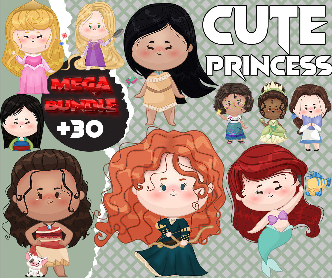 Cute princess mega PNG Bundle – svg files for cricut