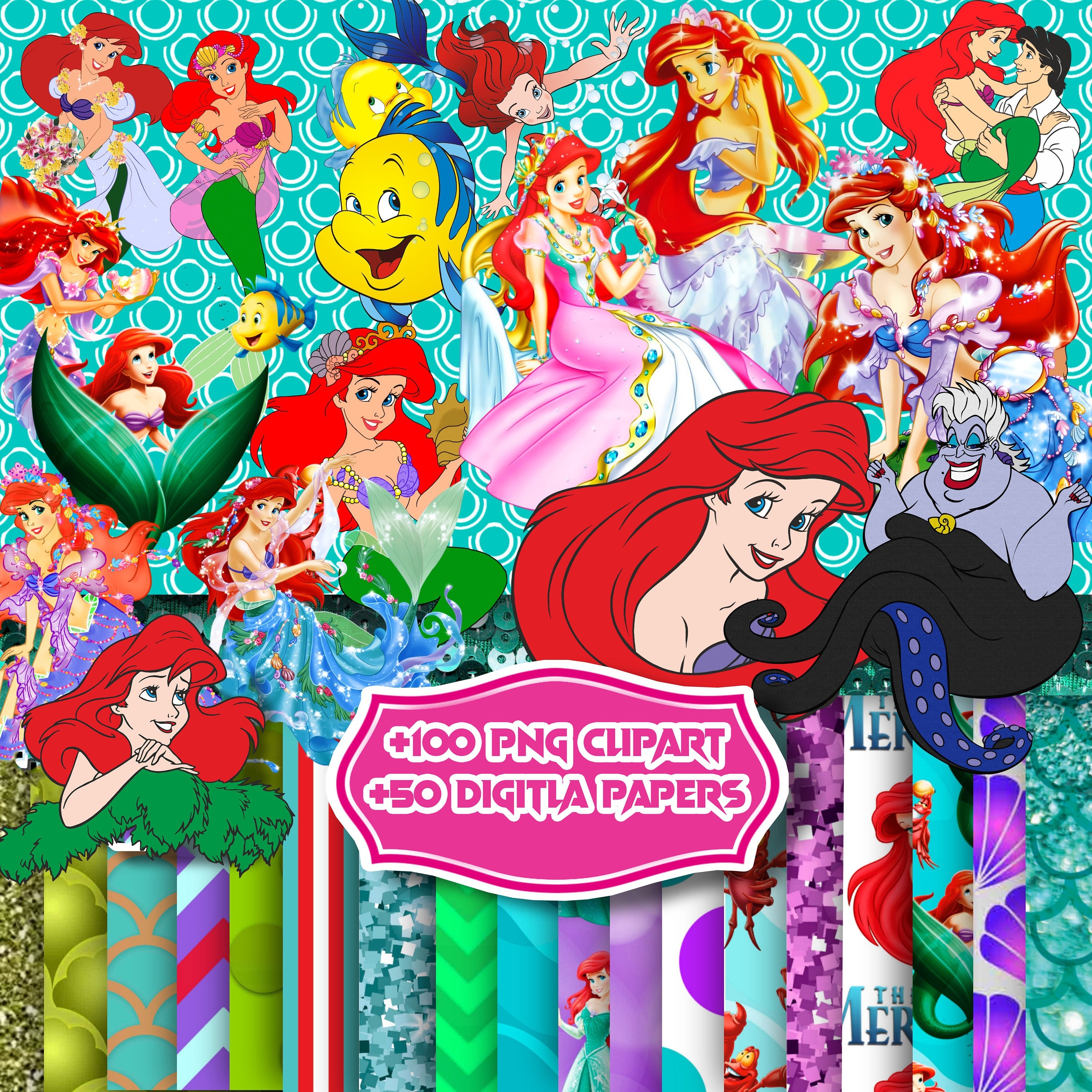 Little Mermaid PNG Clipart Bundle – svg files for cricut