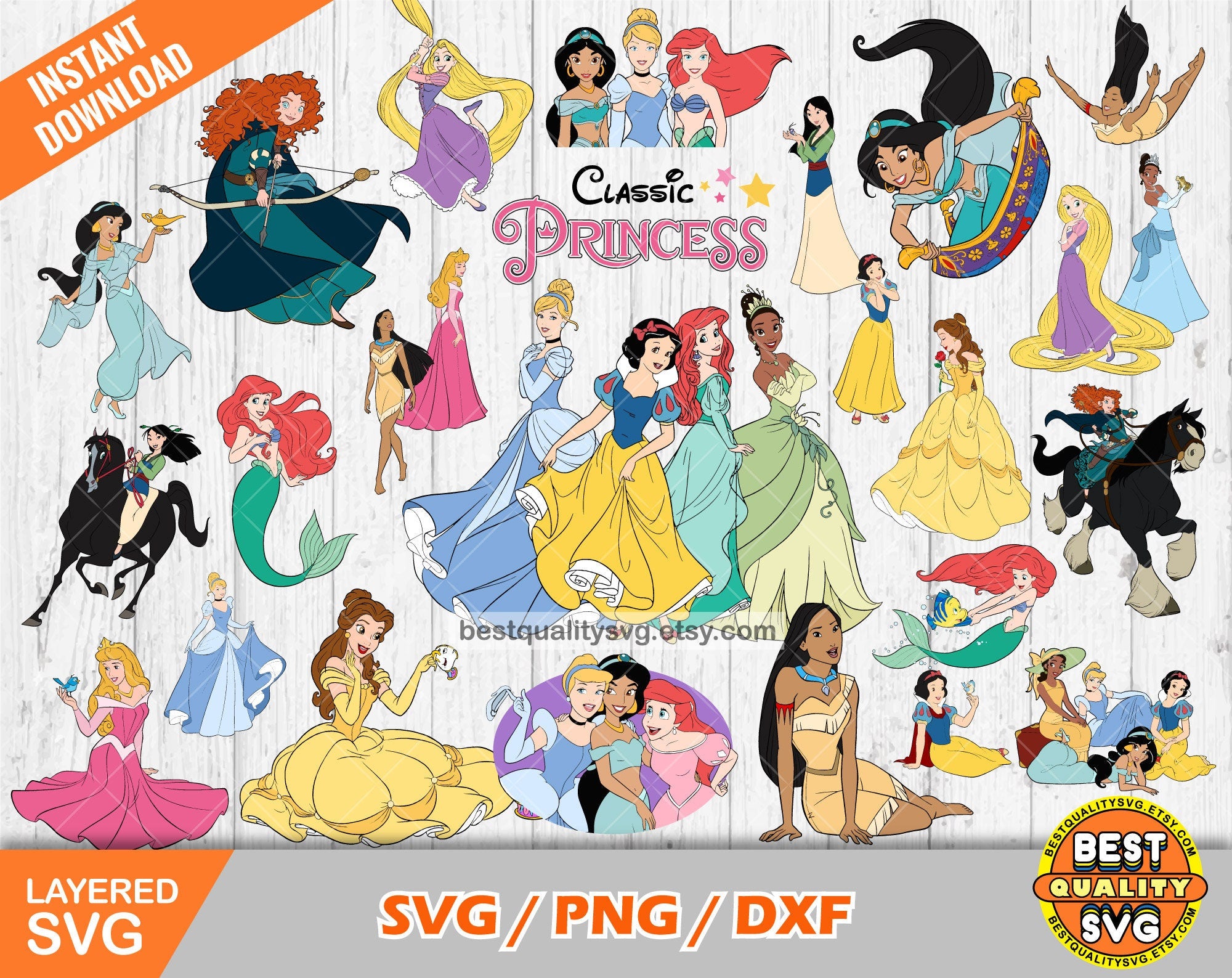 Classic Princesses clipart SVG Bundle – svg files for cricut