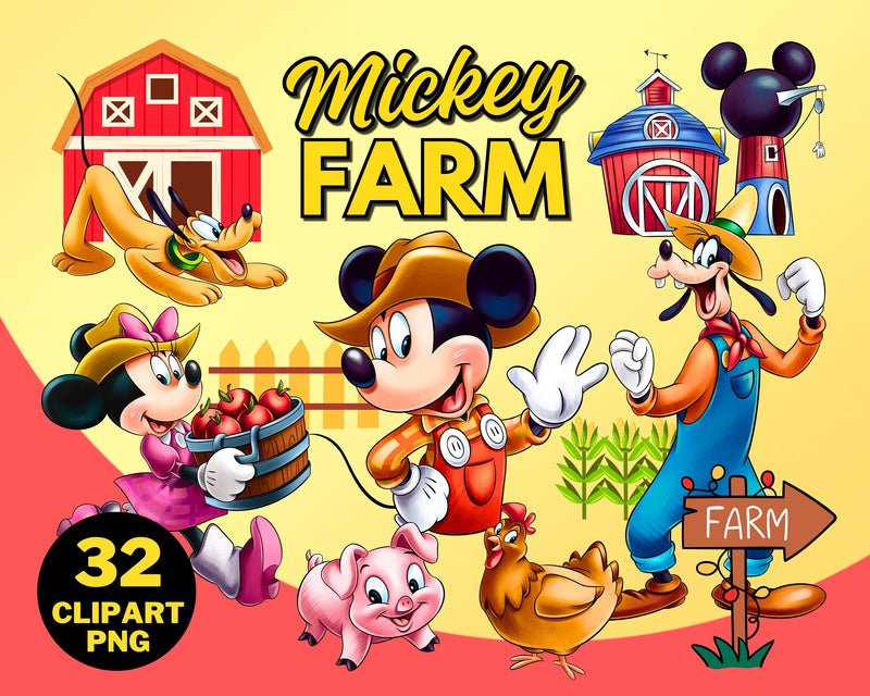 Mickey Farm Clipart PNG bundle – svg files for cricut