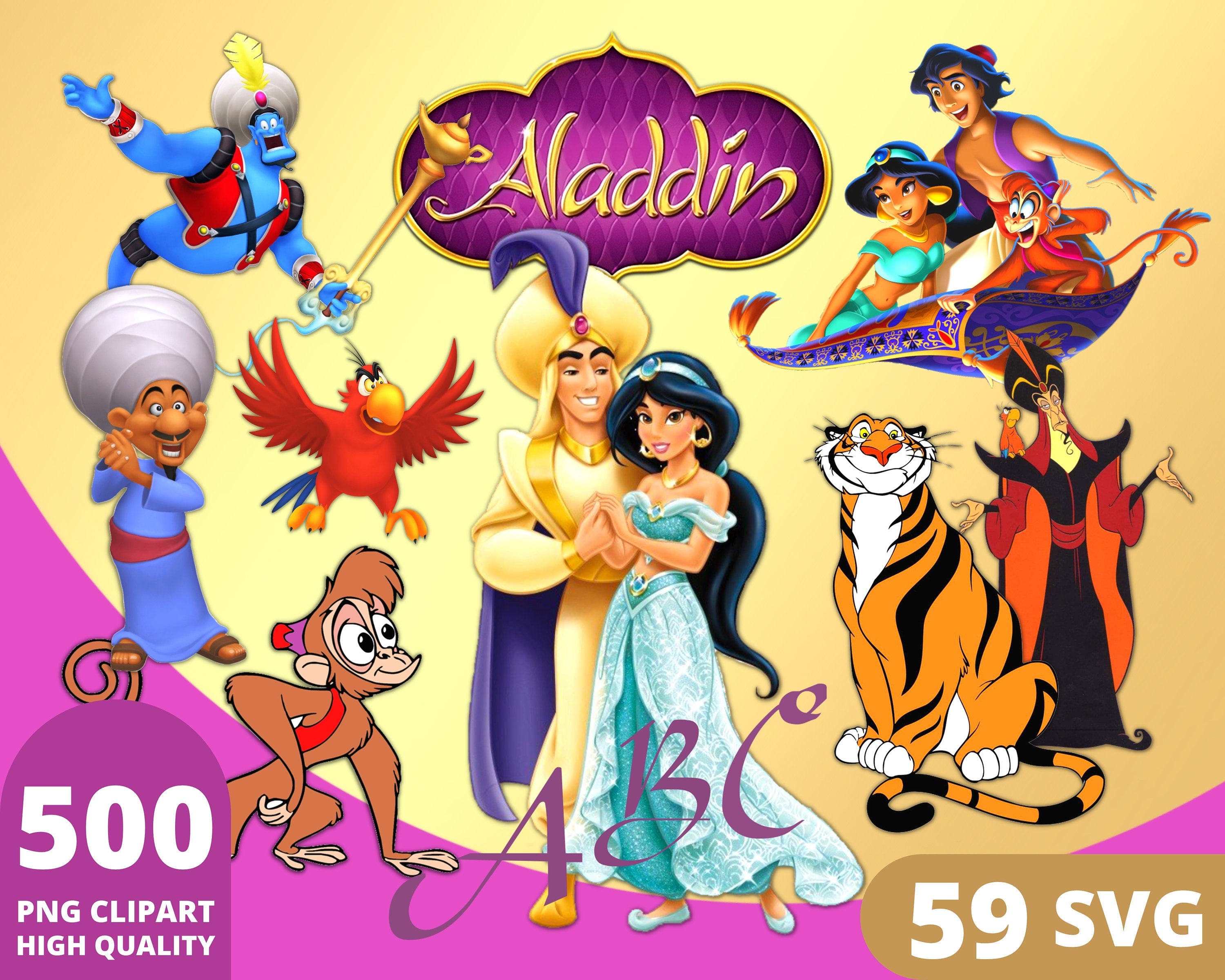 Aladdin Clipart bundle svg, Disney svg png bundle – svg files for cricut