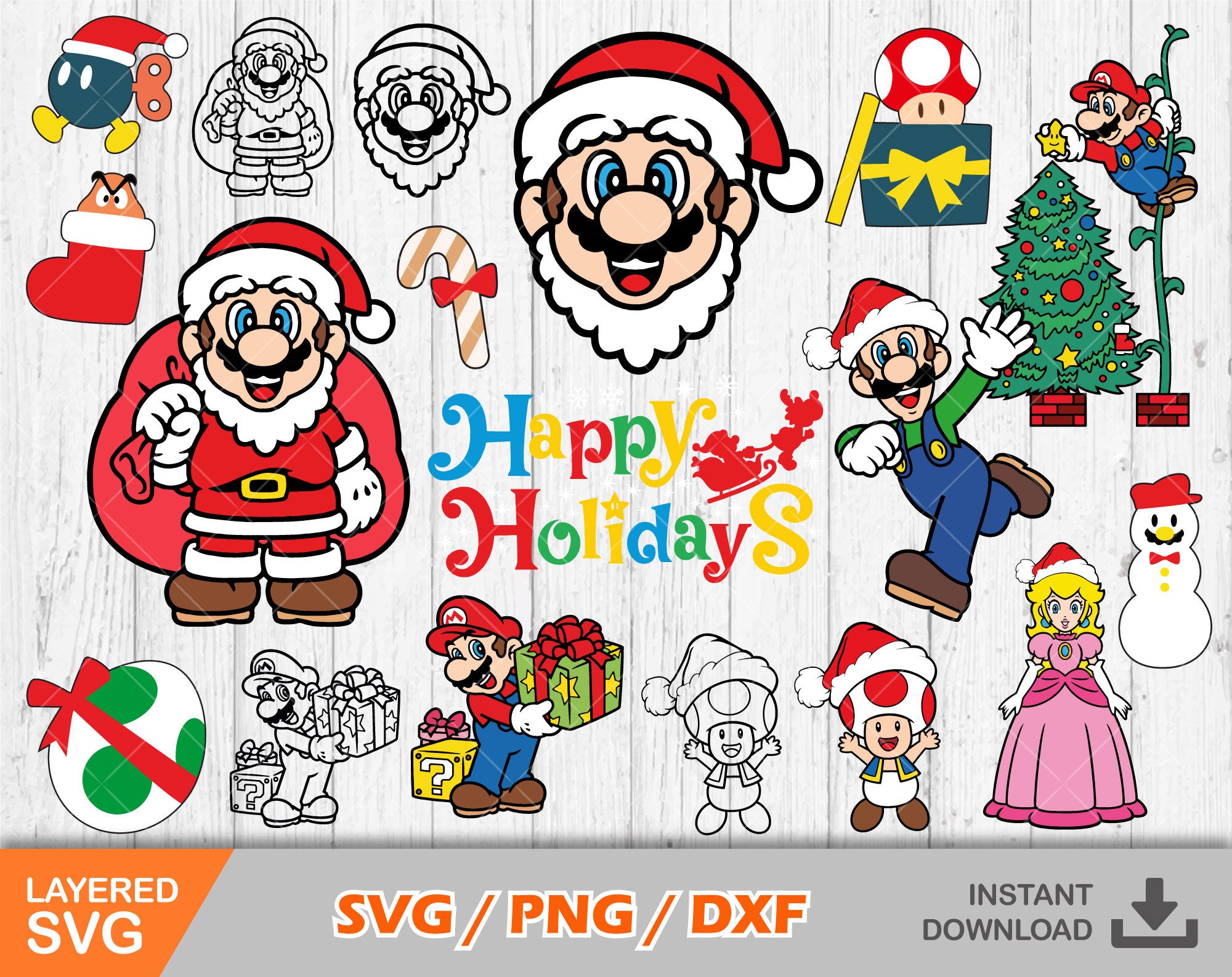 Mario Christmas clipart SVG Bundle – svg files for cricut