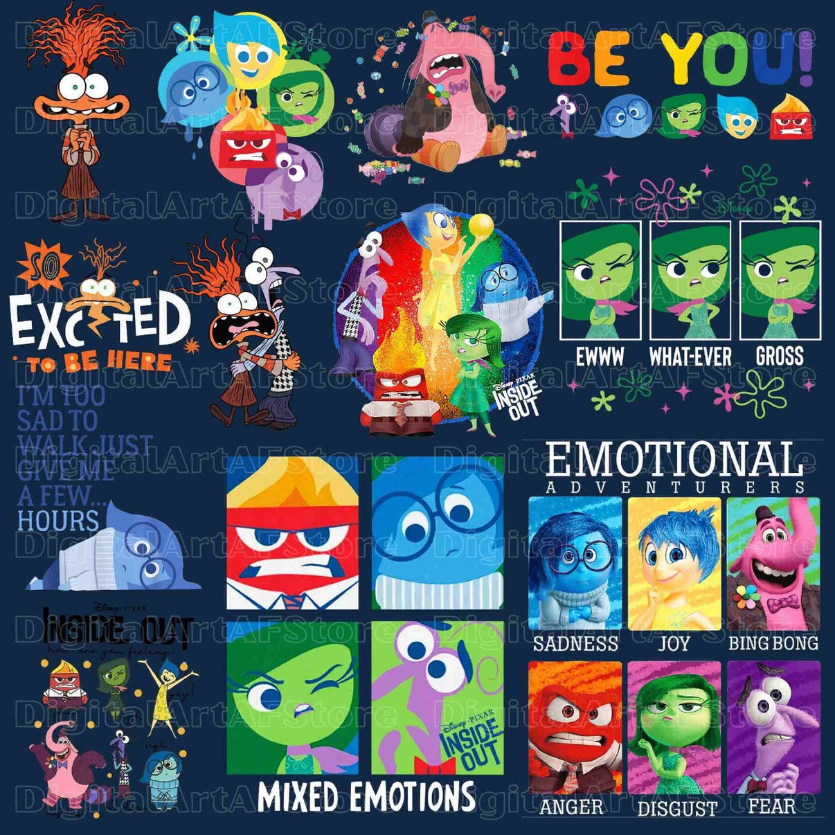 Mixed Emotions inside out PNG bundle – svg files for cricut