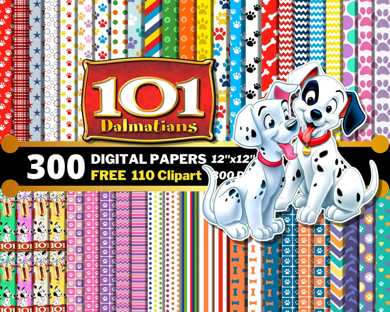 101 Dalmatians Digital Papers bundle png – svg files for cricut