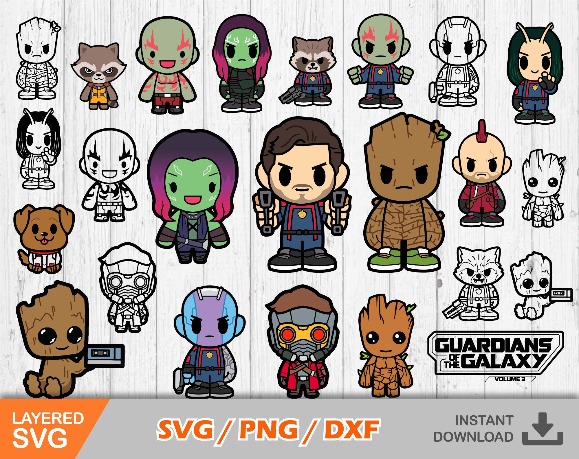 Chibi Guardians of the Galaxy SVG Bundle – svg files for cricut