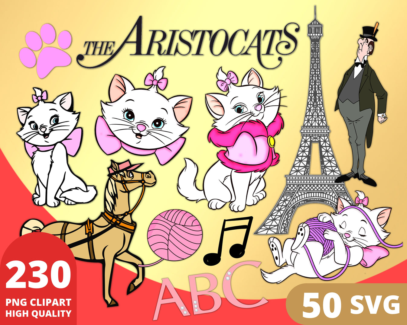 Aristocats PNG SVG Clipart bundle – svg files for cricut