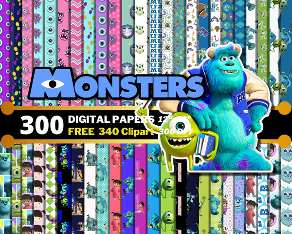 Monsters Inc. Digital Papers PNG bundle – svg files for cricut