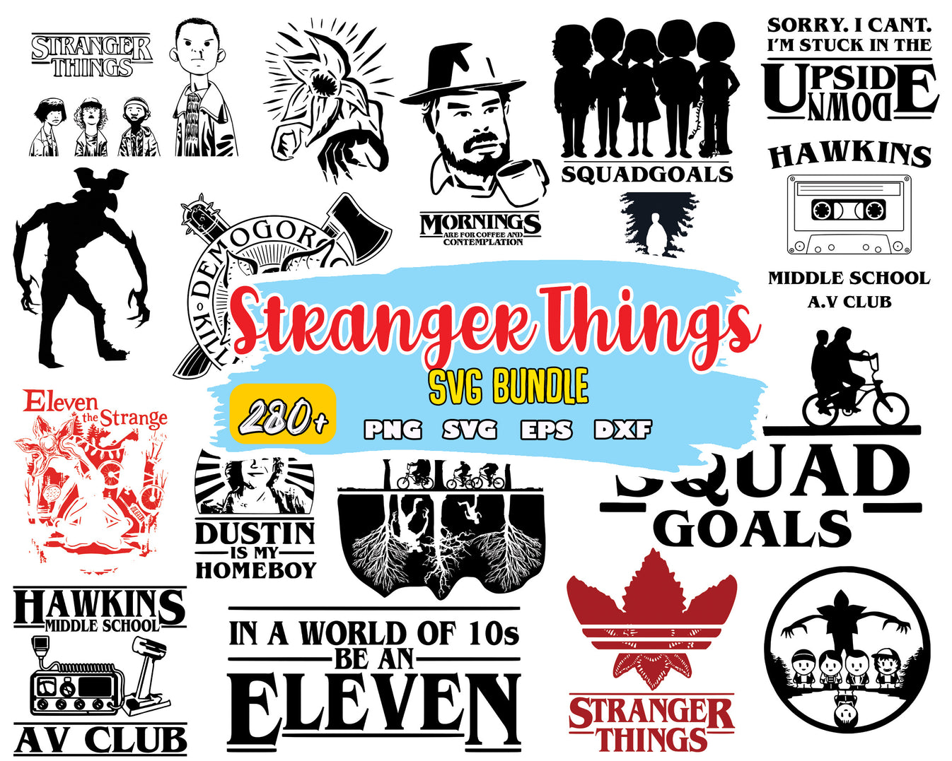 Stranger things black white bundle svg, squadgoals svg, strange things ...