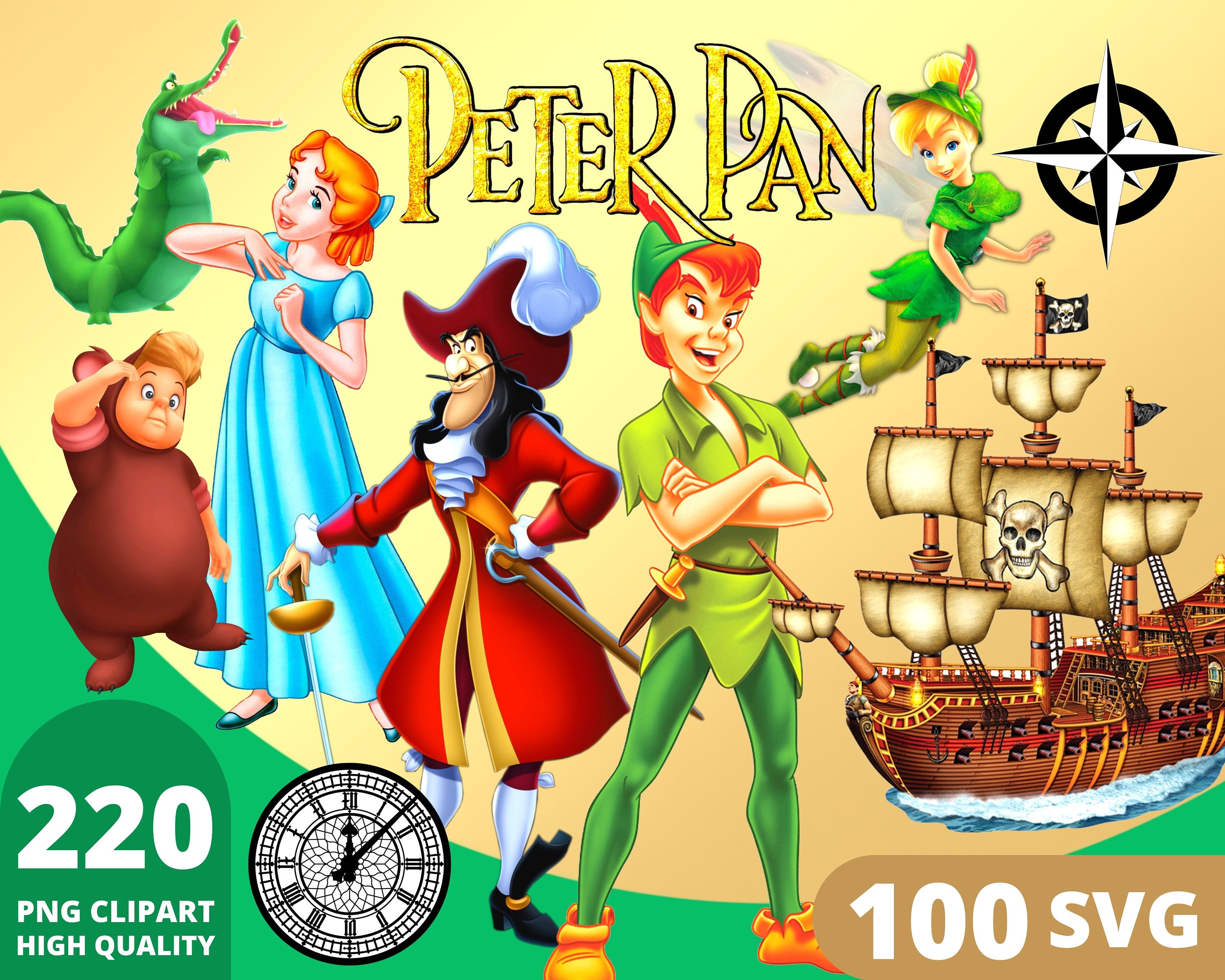 Peter Pan Digital Papers PNG bundle – svg files for cricut