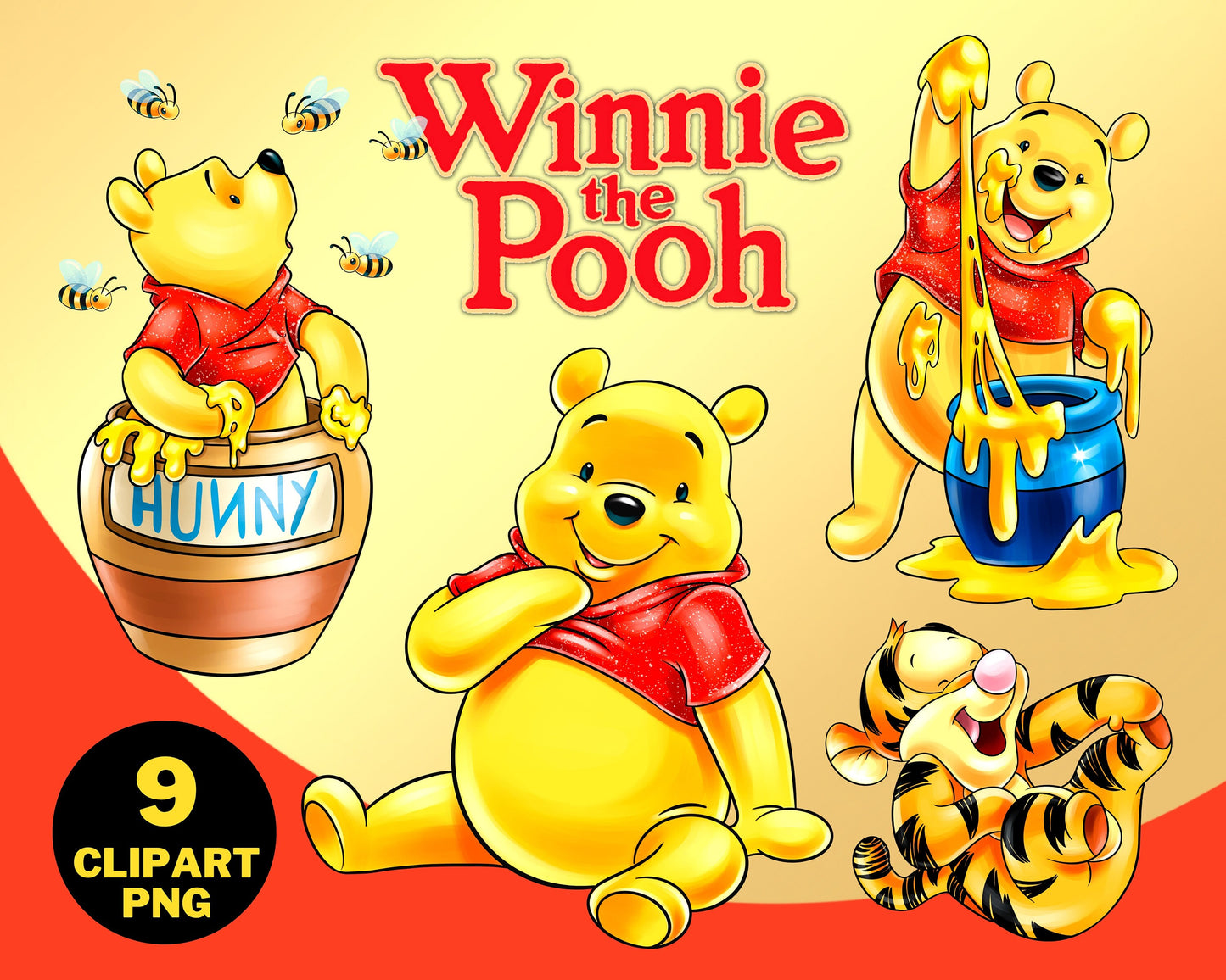 Winnie the Pooh Digital Papers PNG Bundle – svg files for cricut