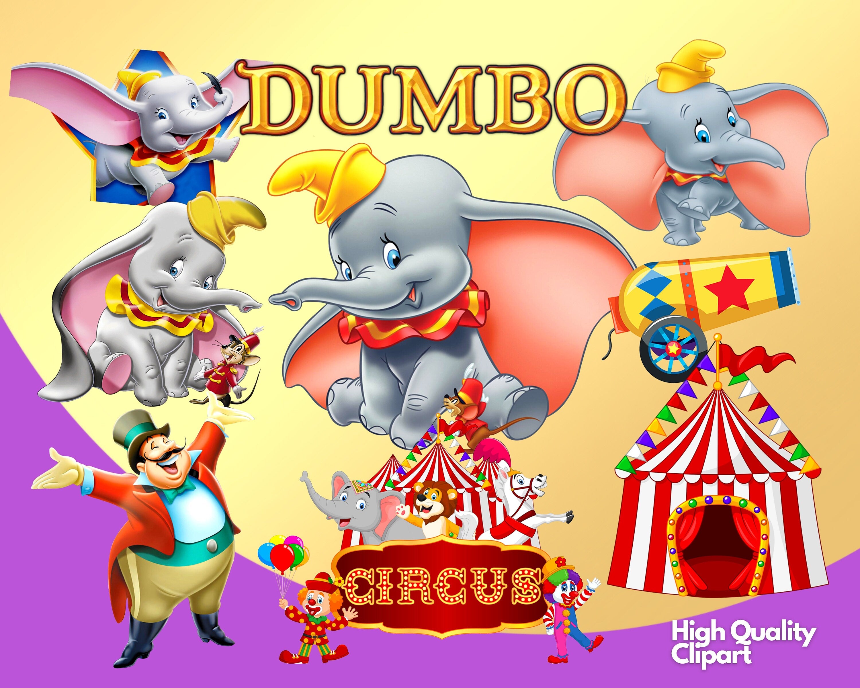 Dumbo PNG, SVG Clipart bundle – svg files for cricut