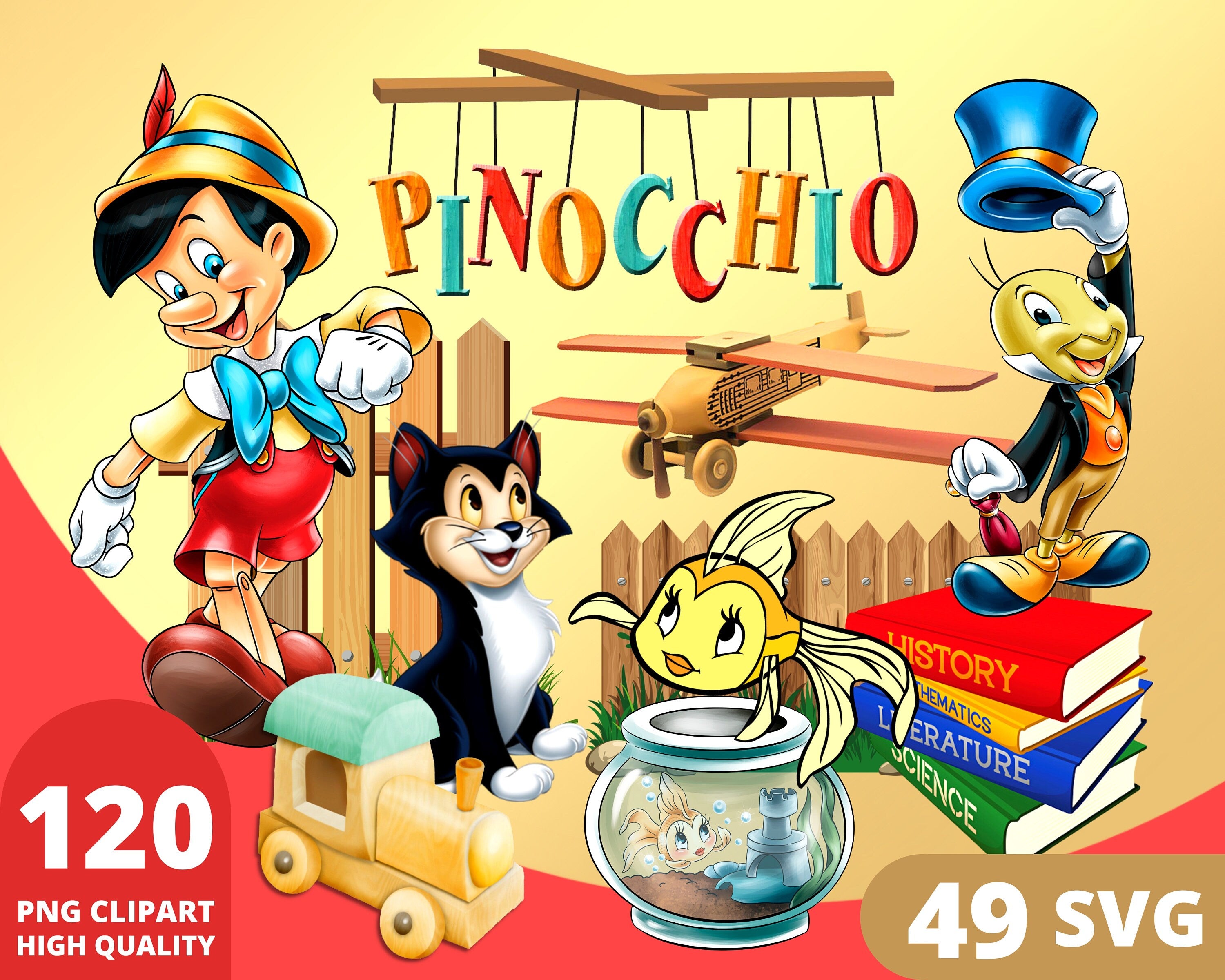 Pinocchio Digital Papers PNG bundle – svg files for cricut