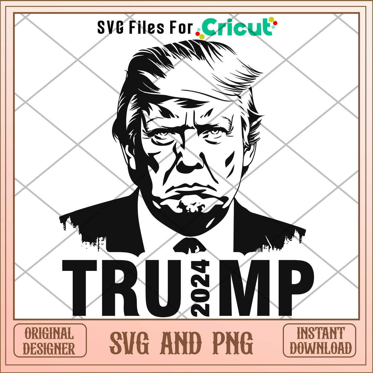President Trump 2024 black white SVG – svg files for cricut