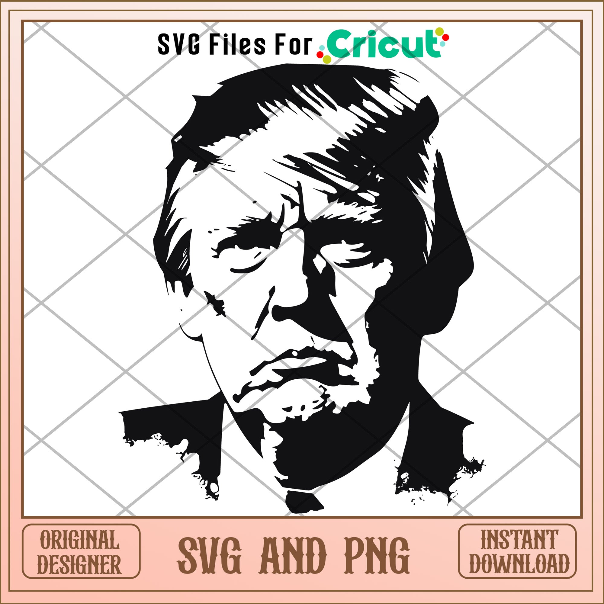 Trump black white face SVG – svg files for cricut