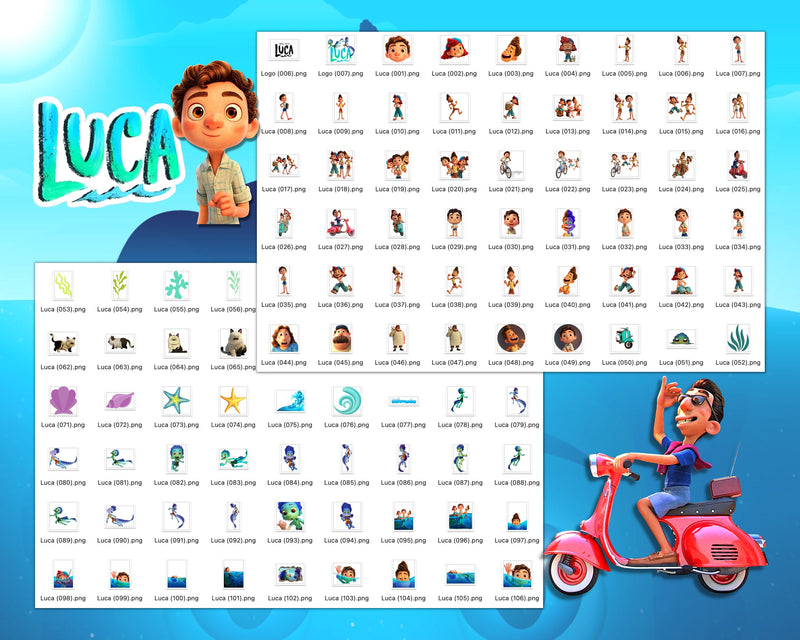 Luca Disney Clipart PNG bundle – svg files for cricut