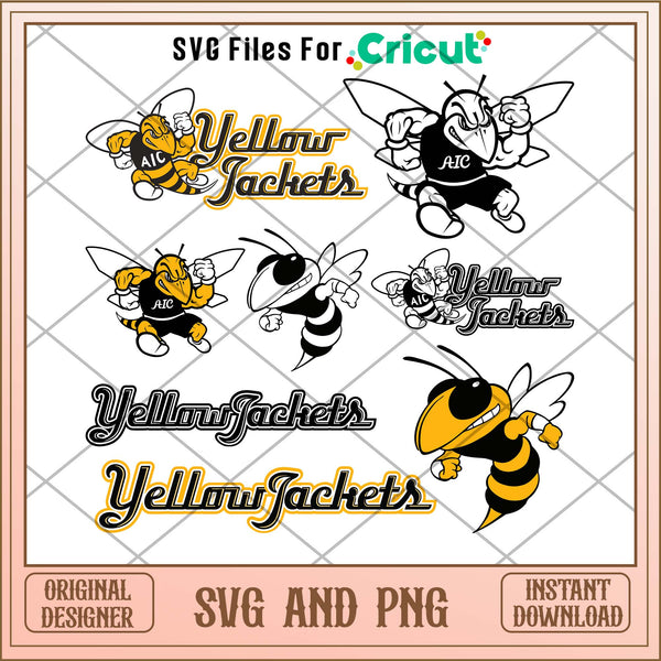 AIC Yellow Jackets team sports svg bundle, Sport svg - Svgfileforcricu ...