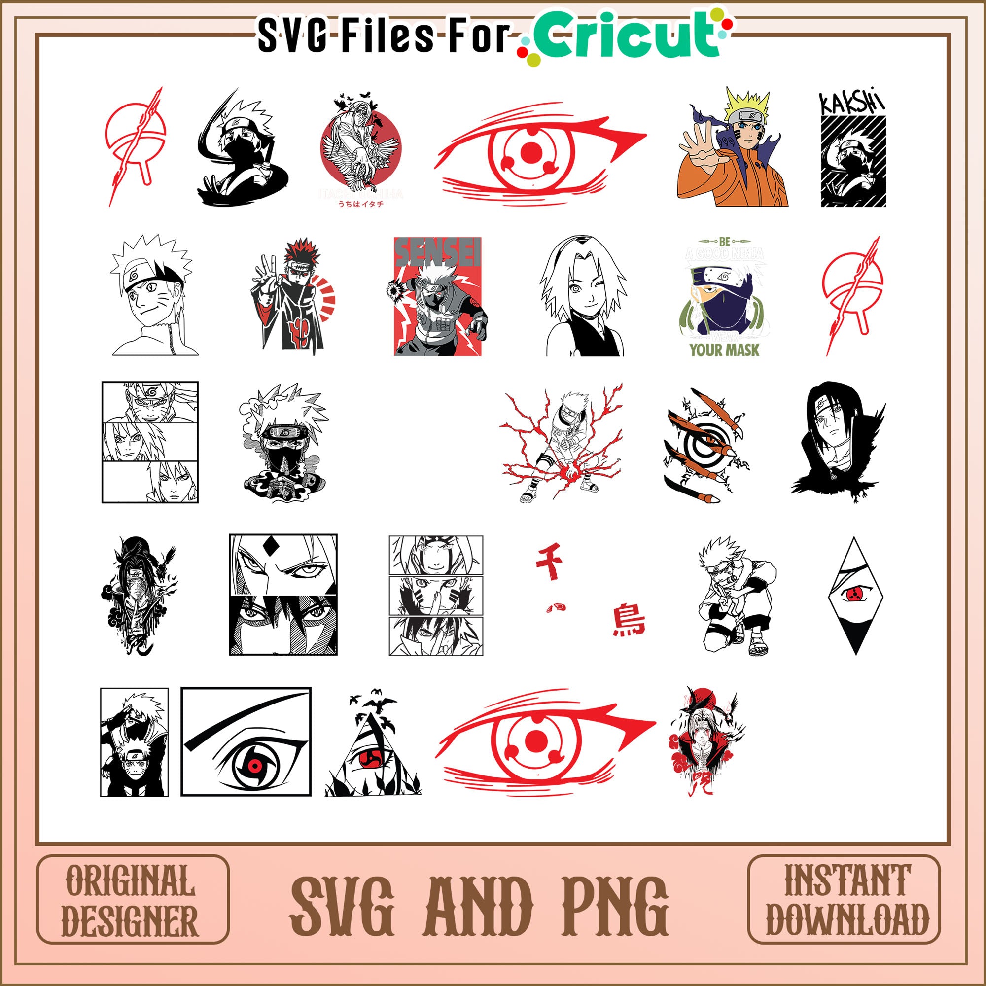 Anime naruto black red bundle svg, naruto characters svg, anime svg ...
