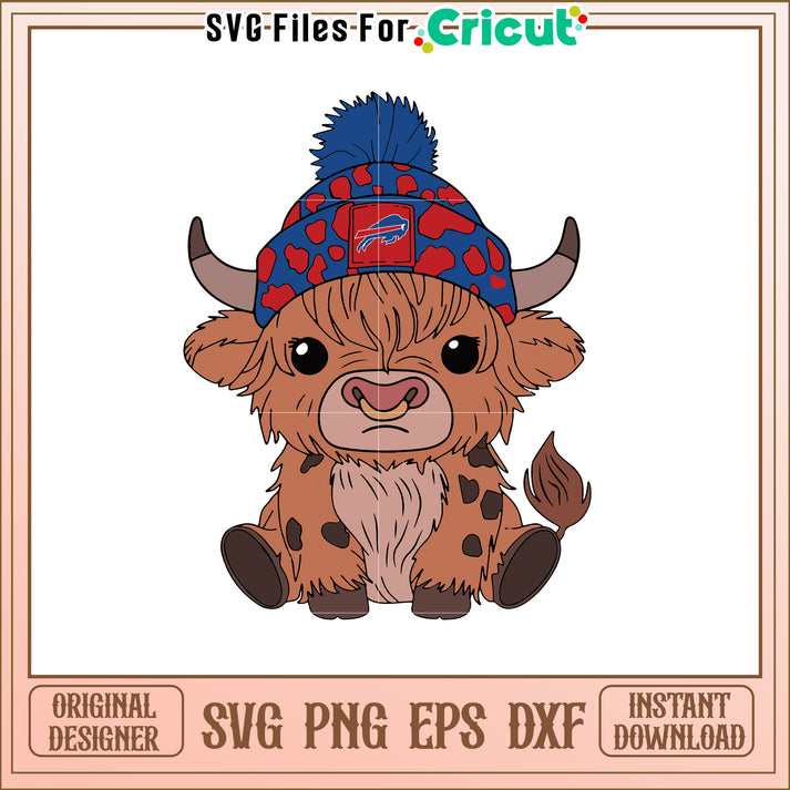 Adorable Buffalo Bills Highland Cow SVG – svg files for cricut