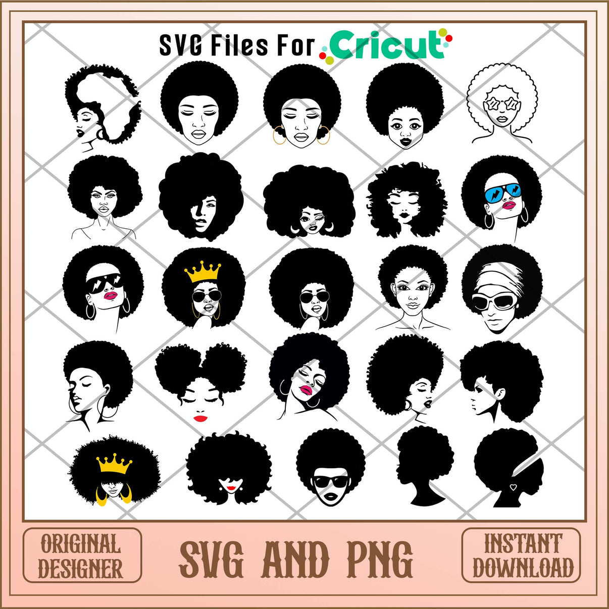 Afro Woman svg bundle, Cute Afro Woman hair bundle - Svgfileforcricut ...