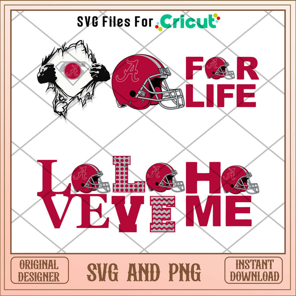 Alabama Crimson Tide love for life svg, Alabama Crimson Tide bundle, N ...